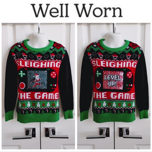 Well Worn | Shirts & Tops | Flip Sequin Level Up Christmas Sweater ...